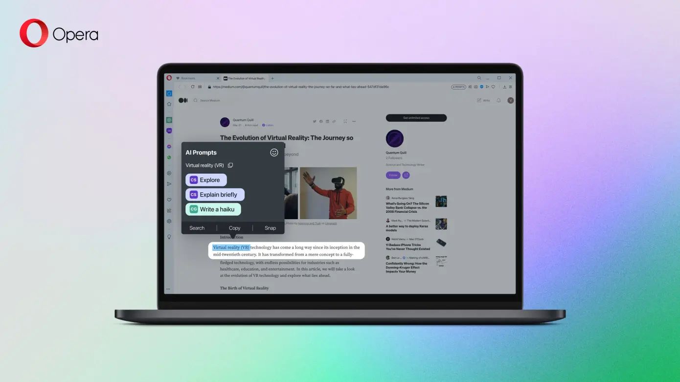 Le navigateur Opera développe une nouvelle fonctionnalité pour les ...